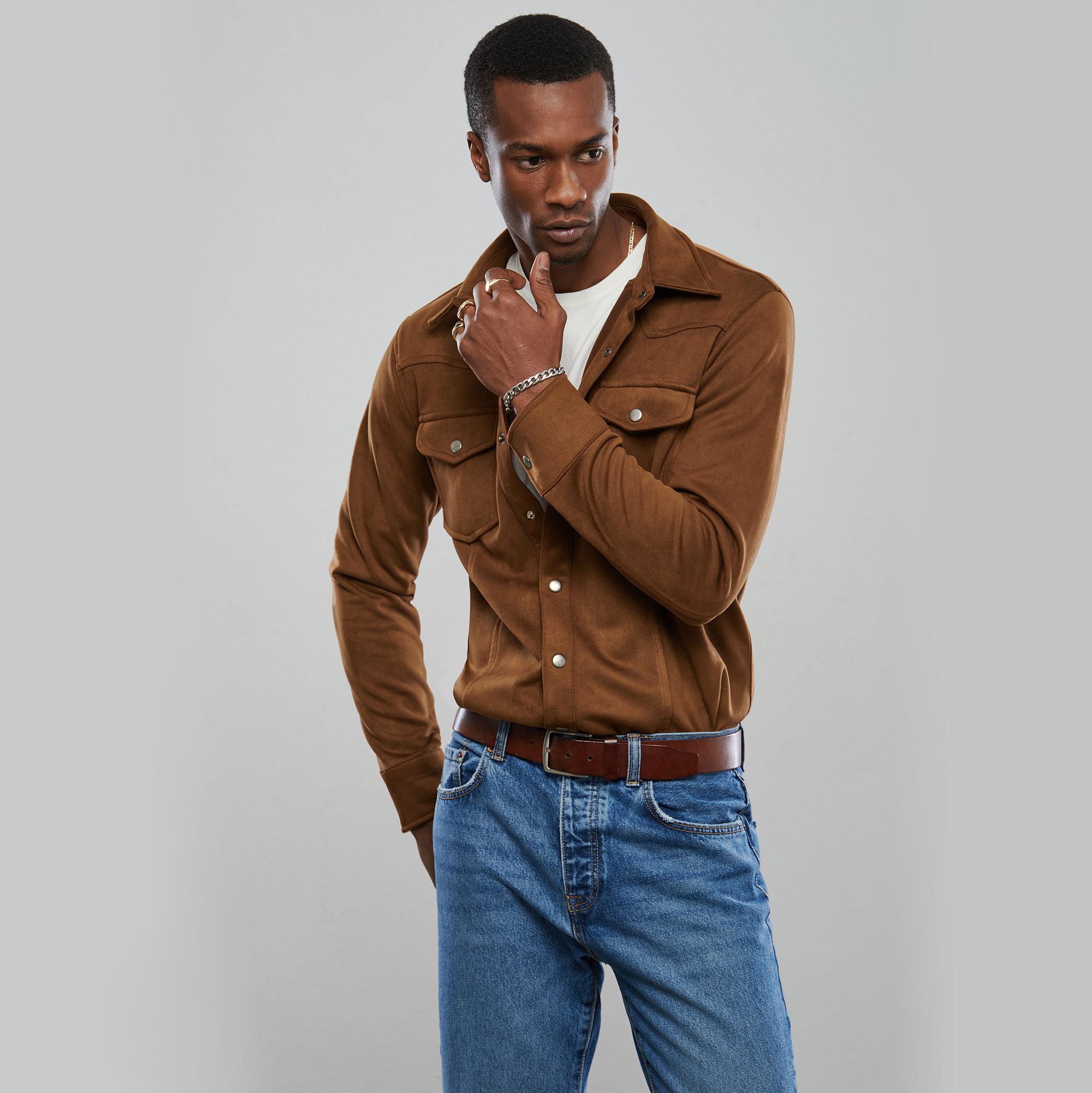 Brown Western Overshirt Cowboy Jacket Fabric Suitewestern - Etsy