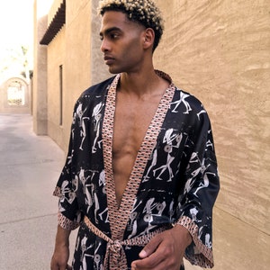 Ethnic Kimono,silk Mens Kimono Robe&pants ,african Kimono , Luxury Long ...
