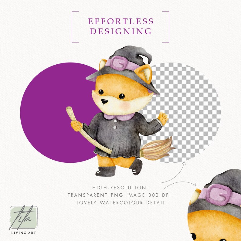 Watercolor Halloween Clipart, Halloween Party Animals, Witch, Vampire ...