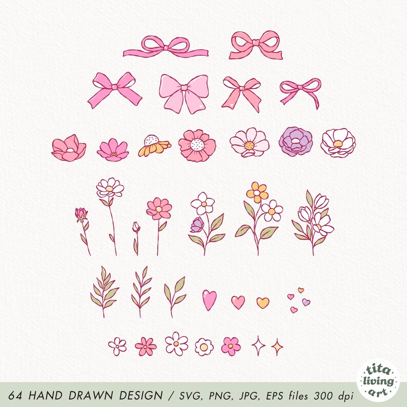 Easter Village Clipart | Hand Drawn Bunny Spring Town PNG for Crafts - Etsy