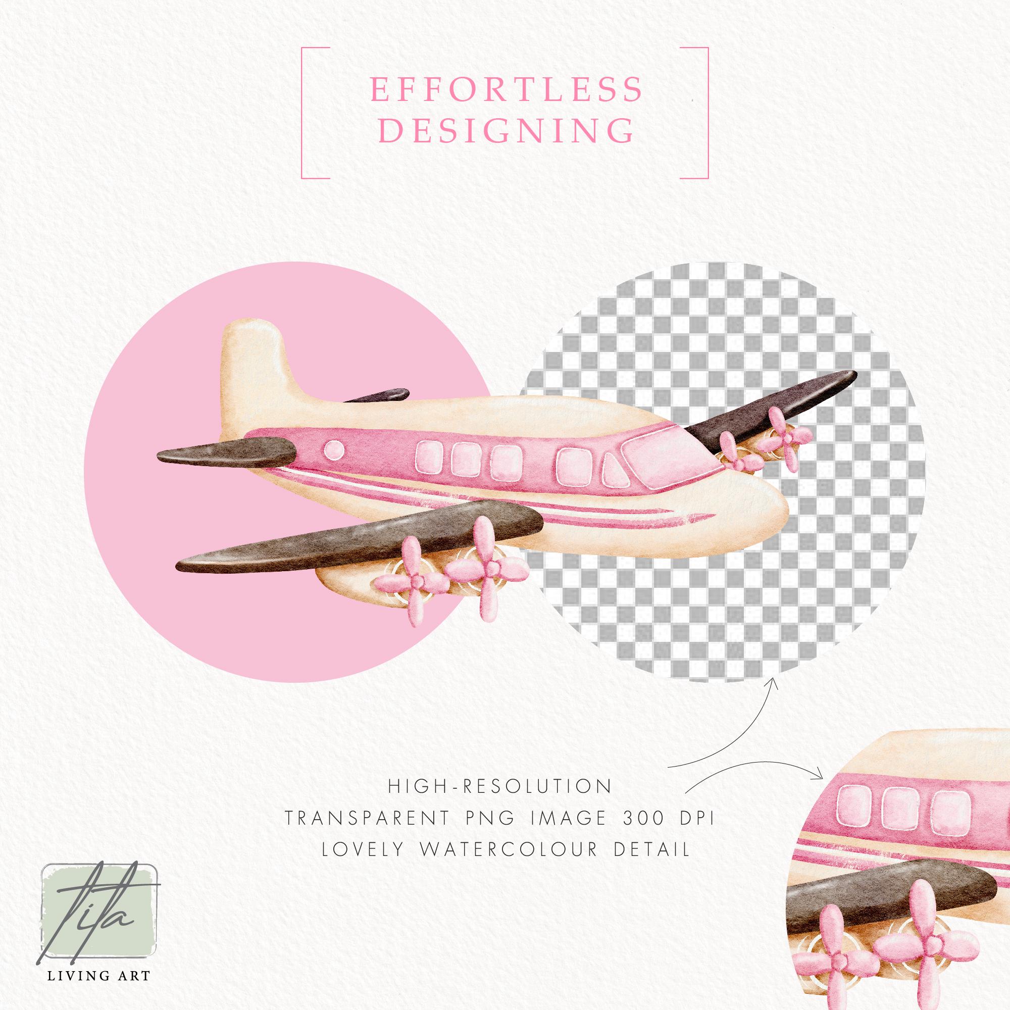Watercolor Air Transport Clipart, Pink Air Transport, Airplane Clipart ...