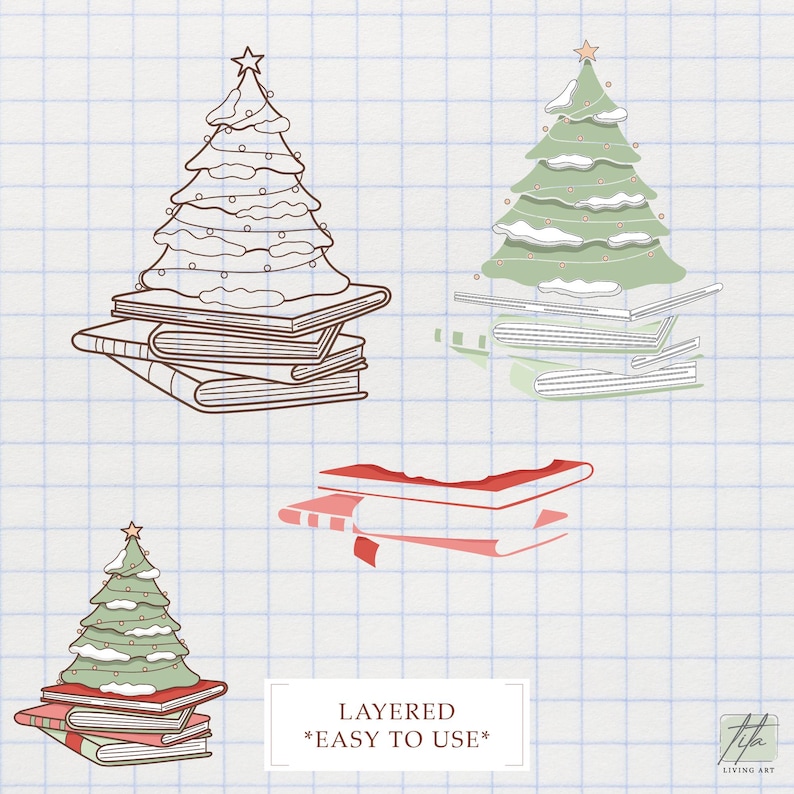Christmas Bookish Clipart Bundle | Cozy Winter Reading SVG PNG ...