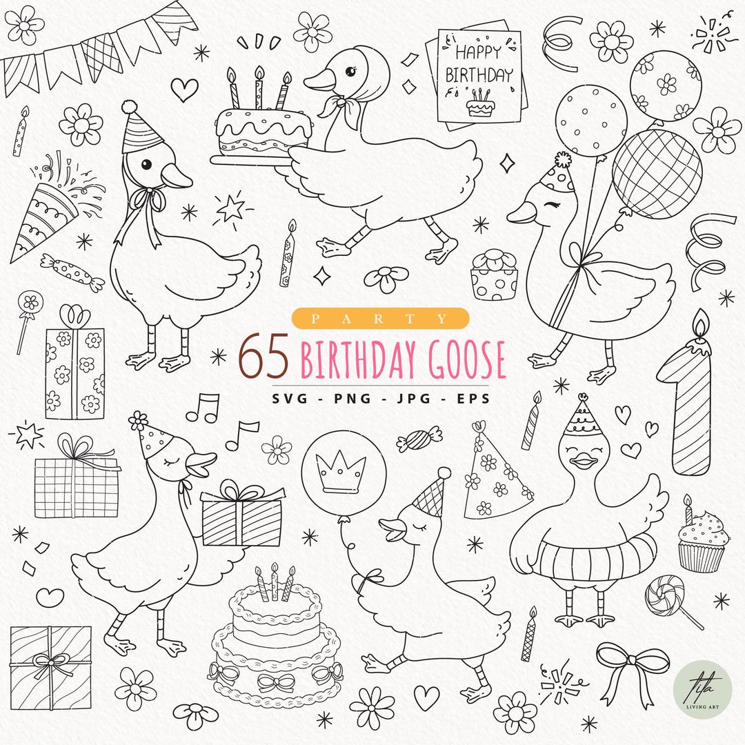 Silly Goose Birthday Balloon Outline SVG, Silly Goose SVG Bundle, One ...