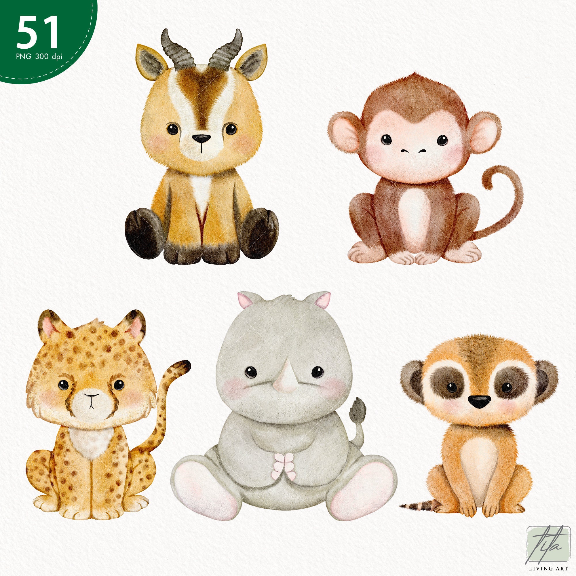 Watercolor Safari Clipart, Safari Baby Shower, Jungle Safari Nursery ...