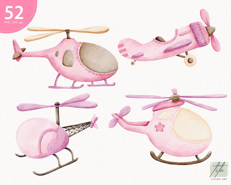 Watercolor Air Transport Clipart, Pink Air Transport, Airplane Clipart ...