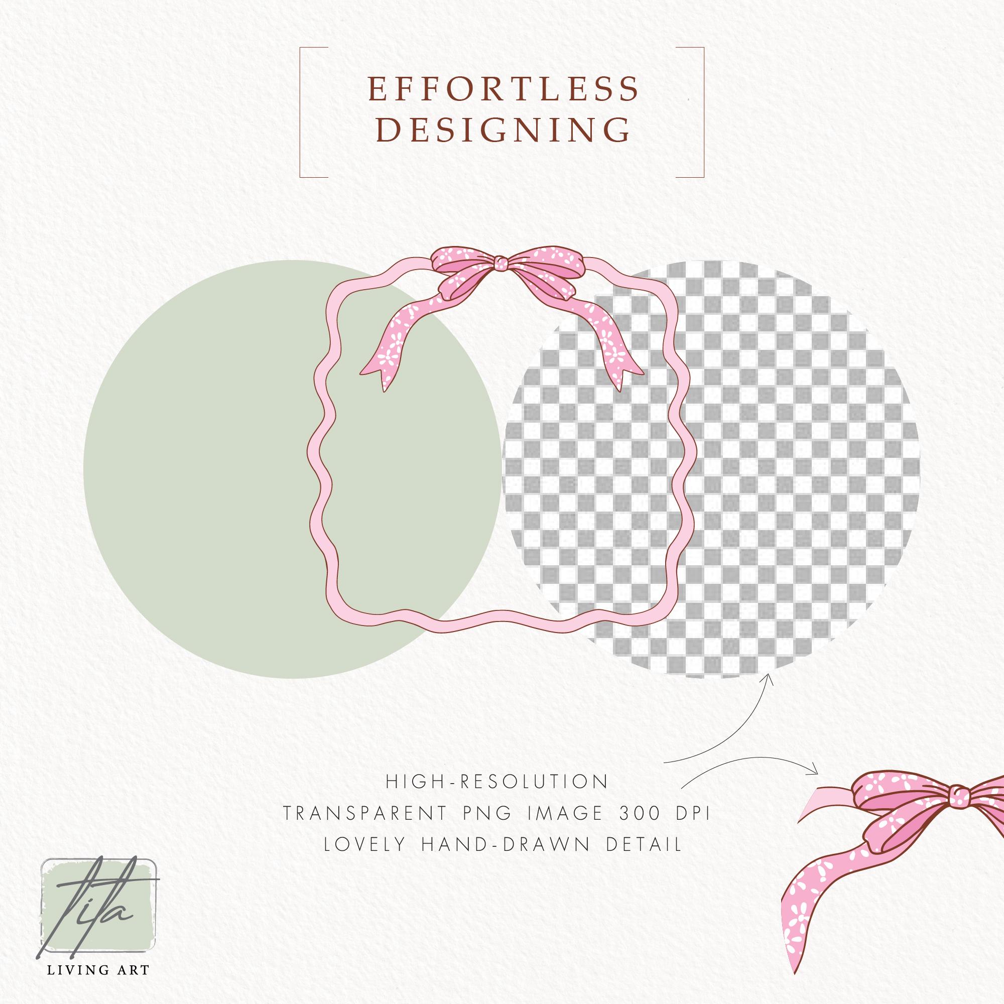 Coquette Frame Clipart, Hand-drawn Frame SVG, Ribbon Bow Frame PNG ...