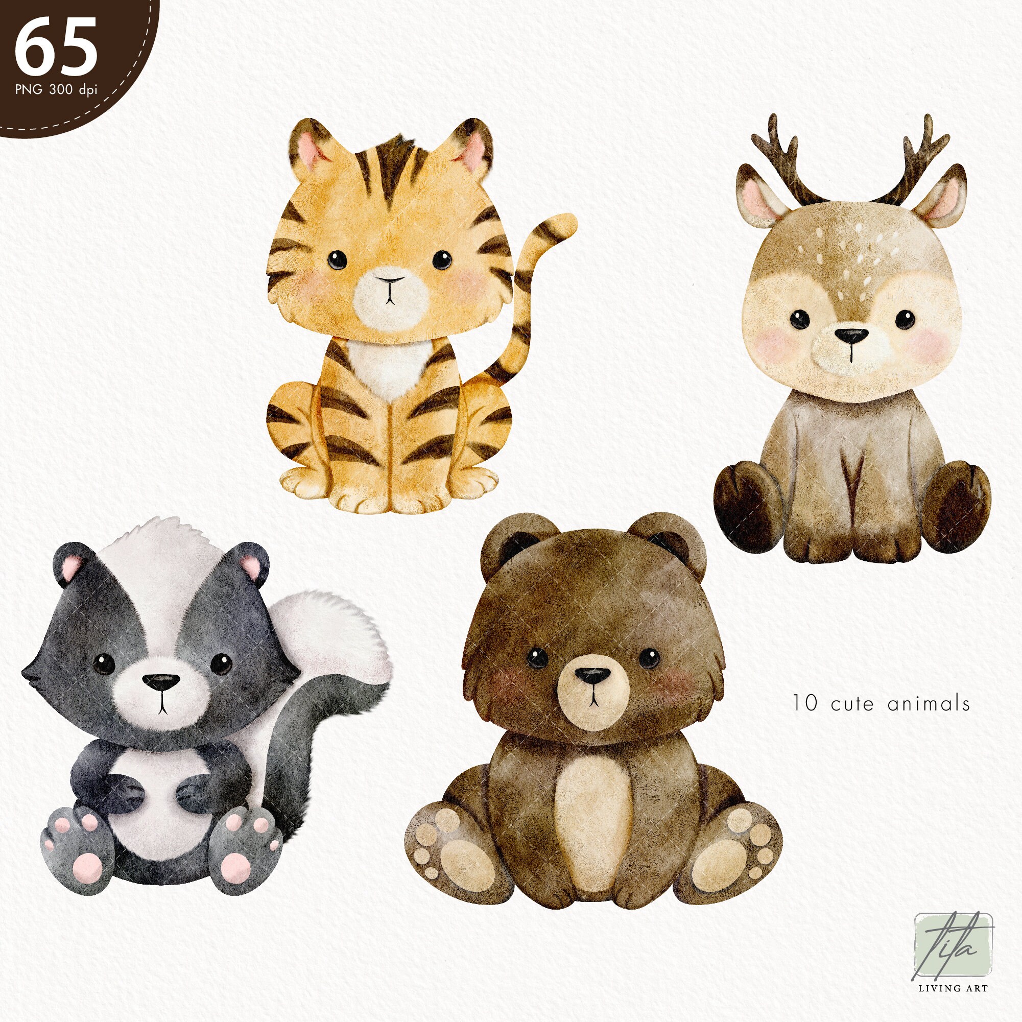 Watercolor Woodland Animals Clipart, Animals Wall Art, Nursery Decor ...