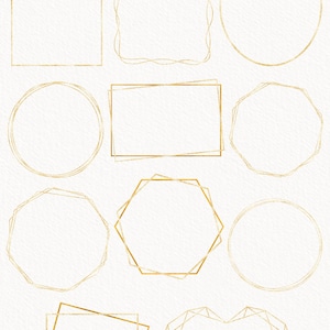 Gold Frame Clipart, Geometric Gold Frames, Wedding Invitations, Gold ...