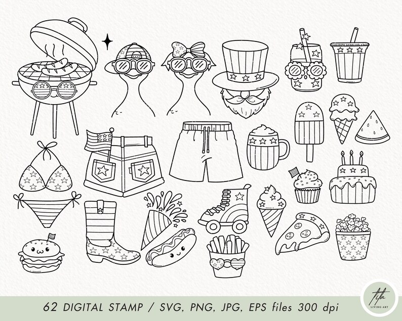 4th of July Outline SVG, Retro 4th of July SVG Bundle, Independence Day ...