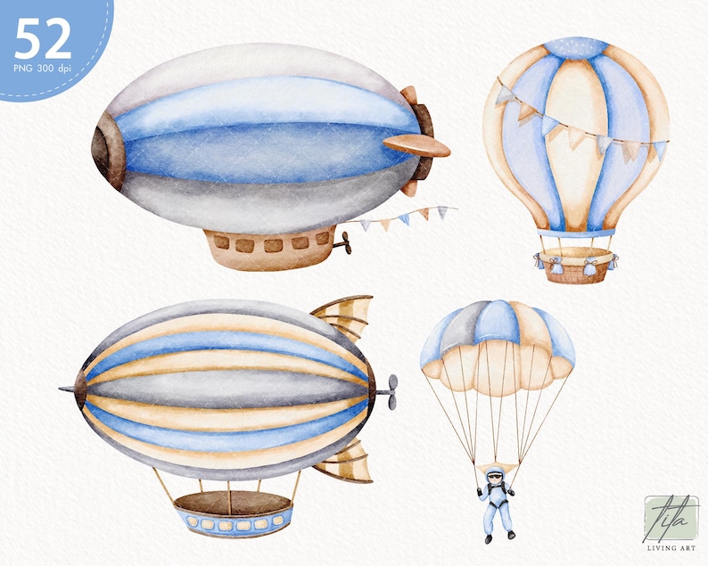 Watercolor Airplane Clipart, Blue Air Transport PNG (300 Dpi) - Etsy