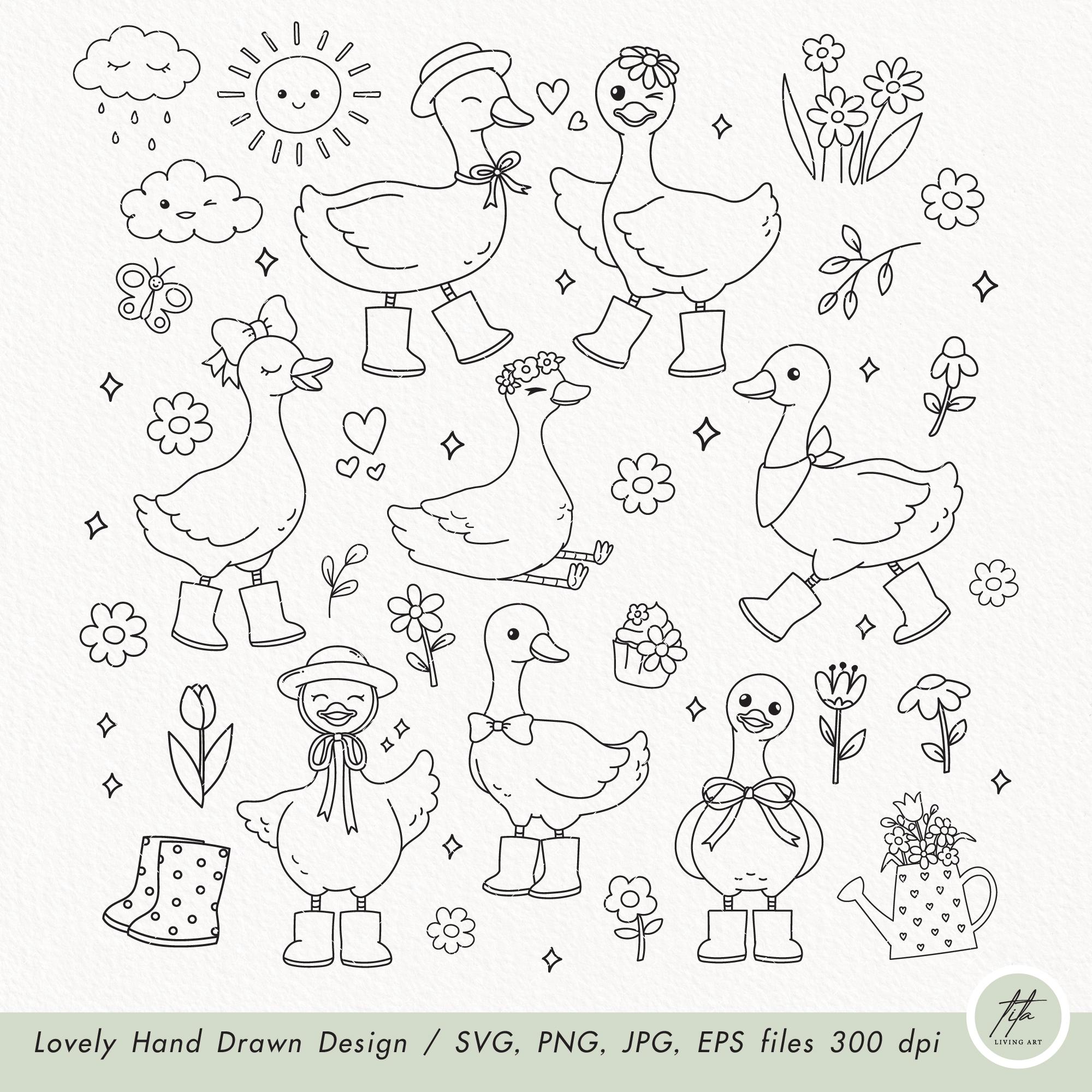 Spring Silly Goose Outline SVG, Silly Goose SVG Bundle, Spring Animal ...