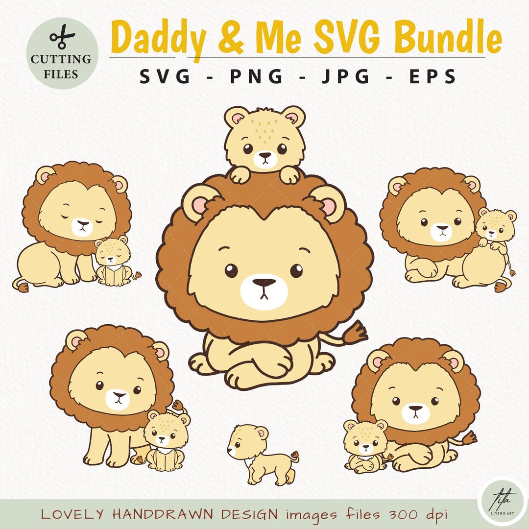 Lion Dad SVG, Father's Day With Lion Clipart, Lion Family, Lion for ...