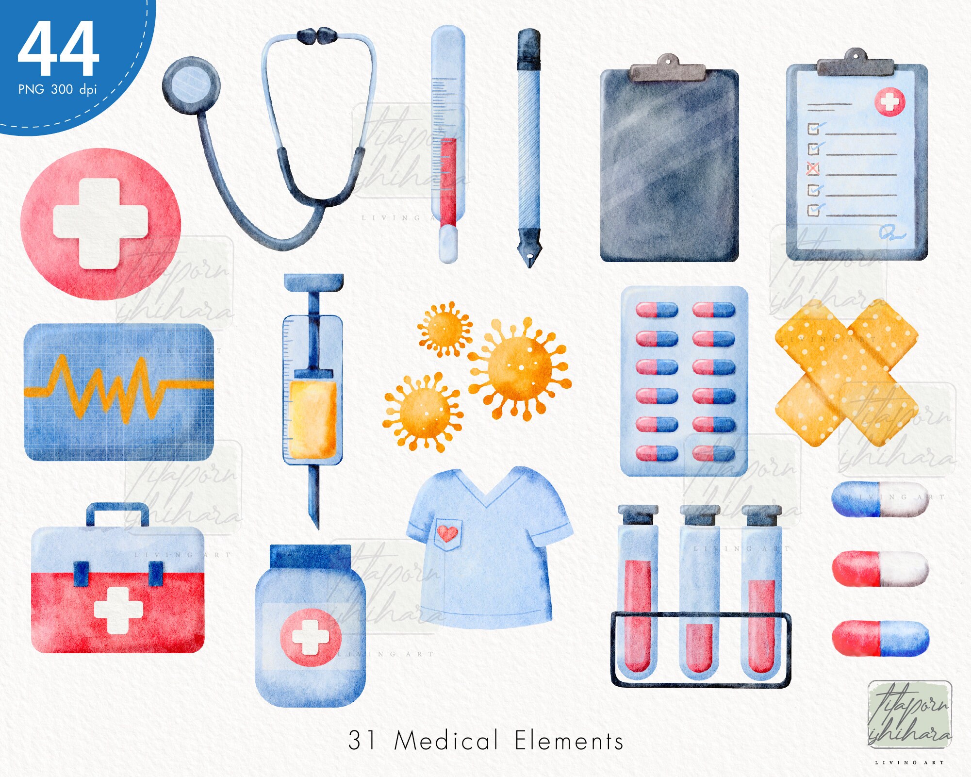 Nurse and Doctor Medical Clipart, Bear Nurses Watercolor Clipart ...