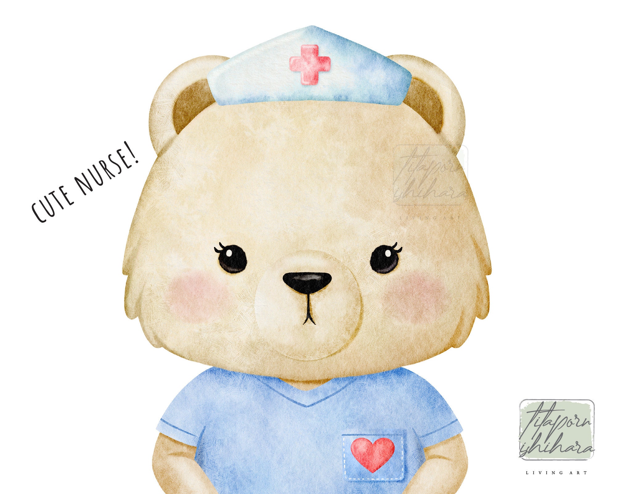 Nurse and Doctor Medical Clipart, Bear Nurses Watercolor Clipart ...