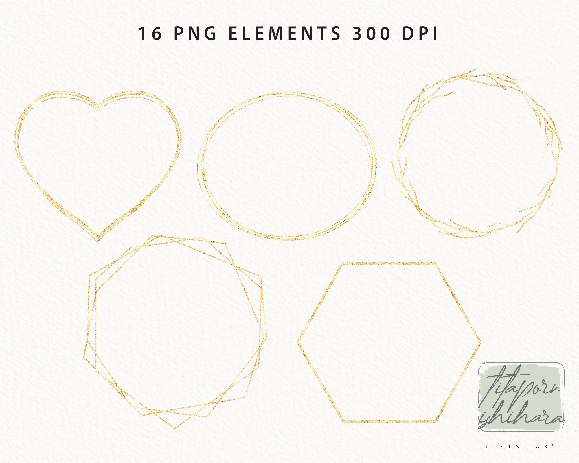 Gold Frame Clipart, Geometric Gold Frames, Wedding Invitations, Gold ...