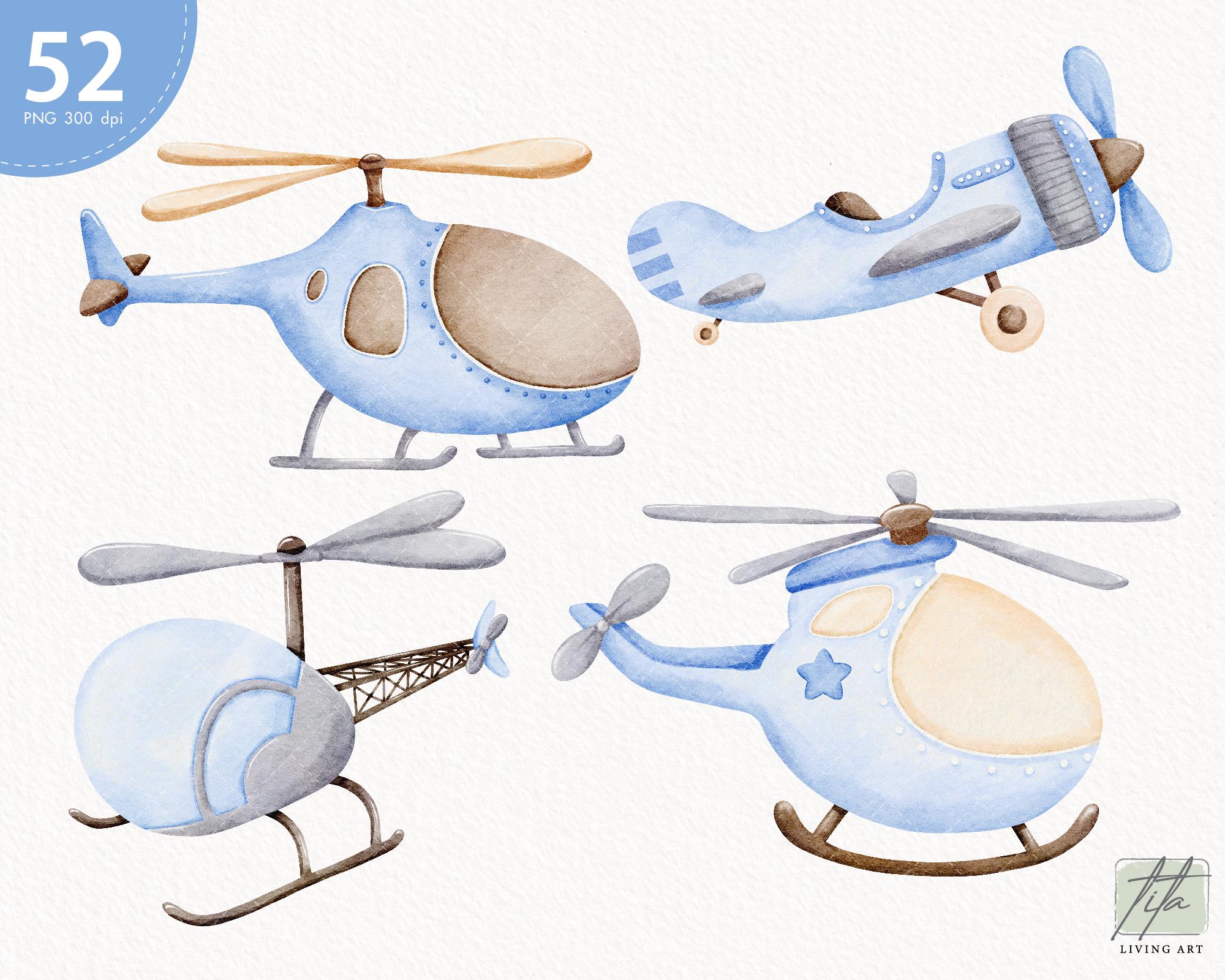 Watercolor Airplane Clipart, Blue Air Transport PNG (300 Dpi) - Etsy