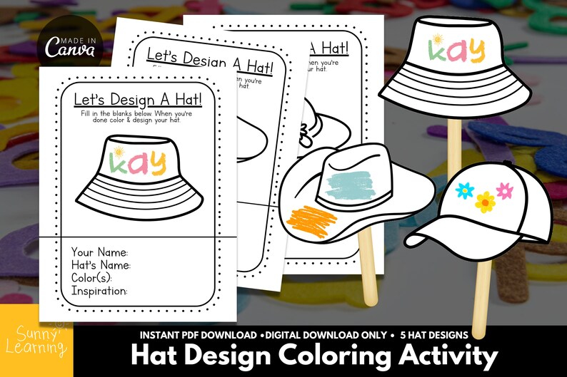 Daycare Printable, Preschool Hat Design Coloring Worksheets, Fall ...
