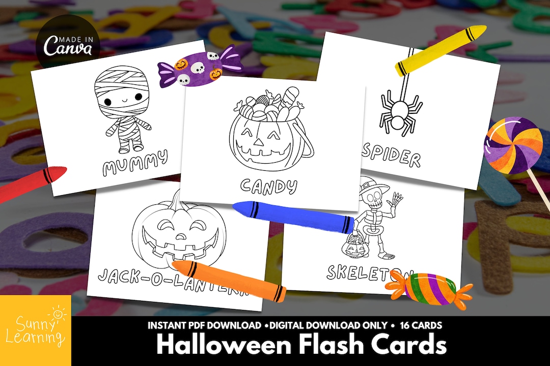 Daycare Printable, Halloween Flashcards, Halloween Coloring, Halloween ...