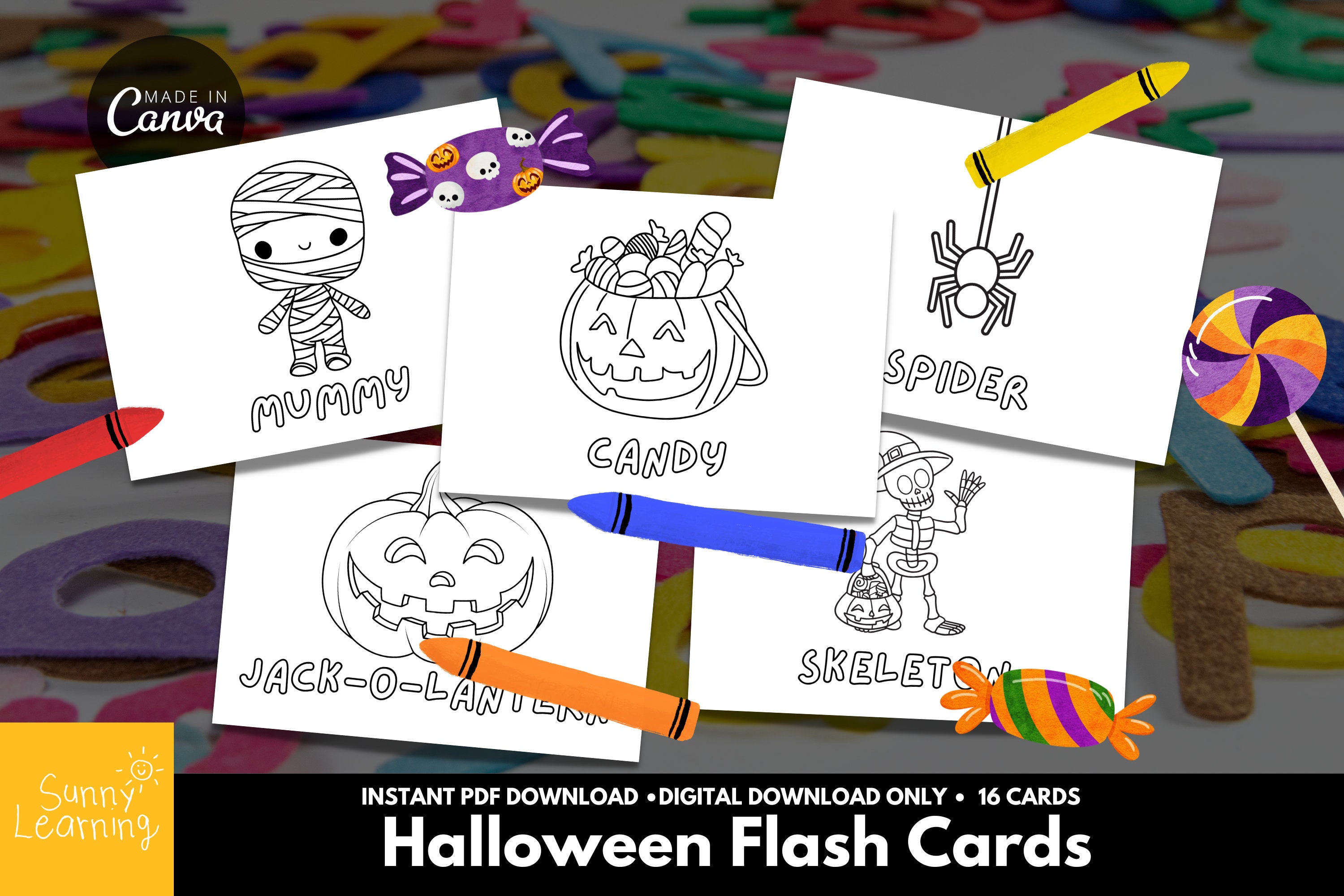 Daycare Printable, Halloween Flashcards, Halloween Coloring, Halloween ...