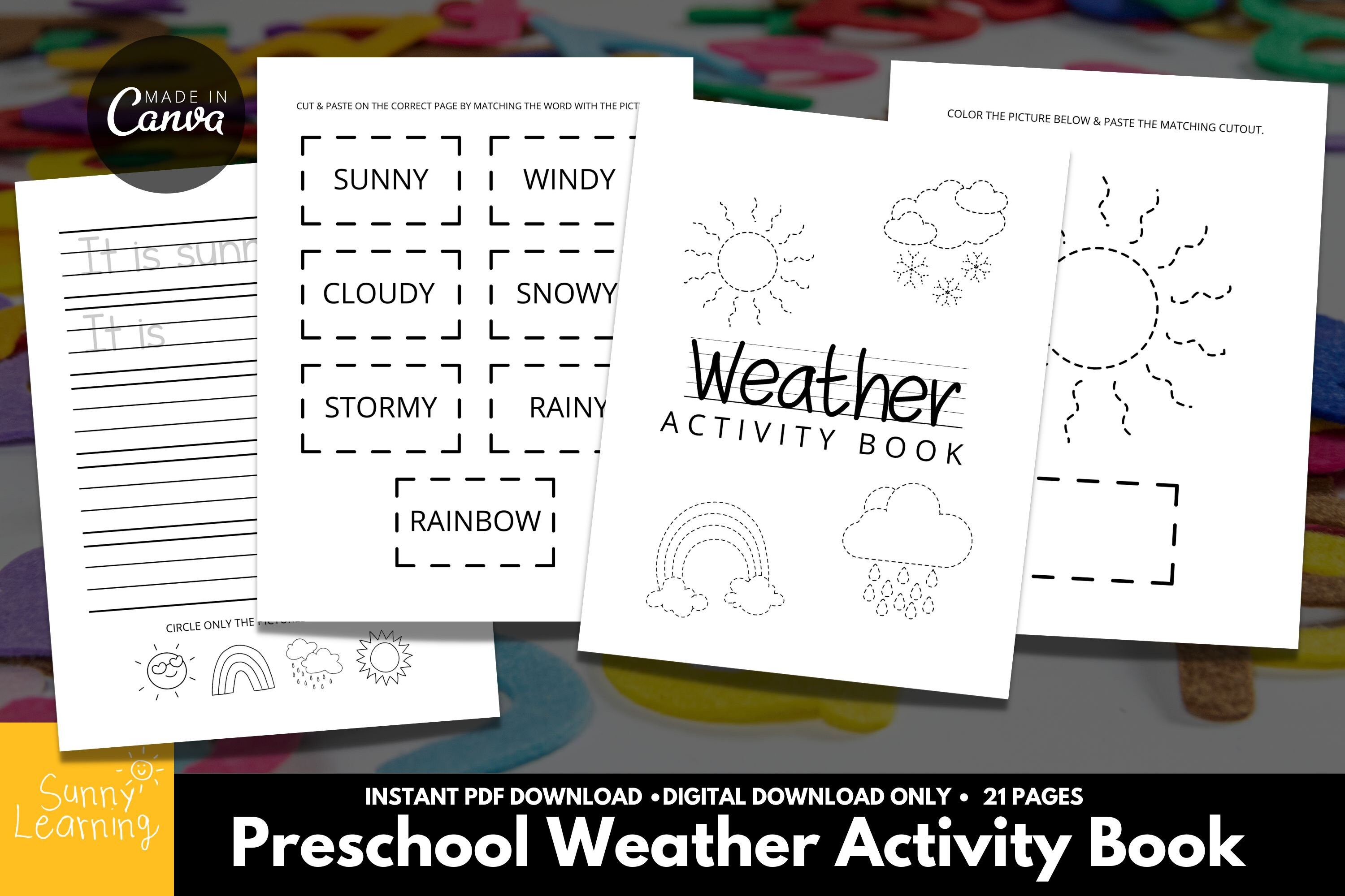Daycare Printable, Weather Activity Workbook, Penmanship Practice ...