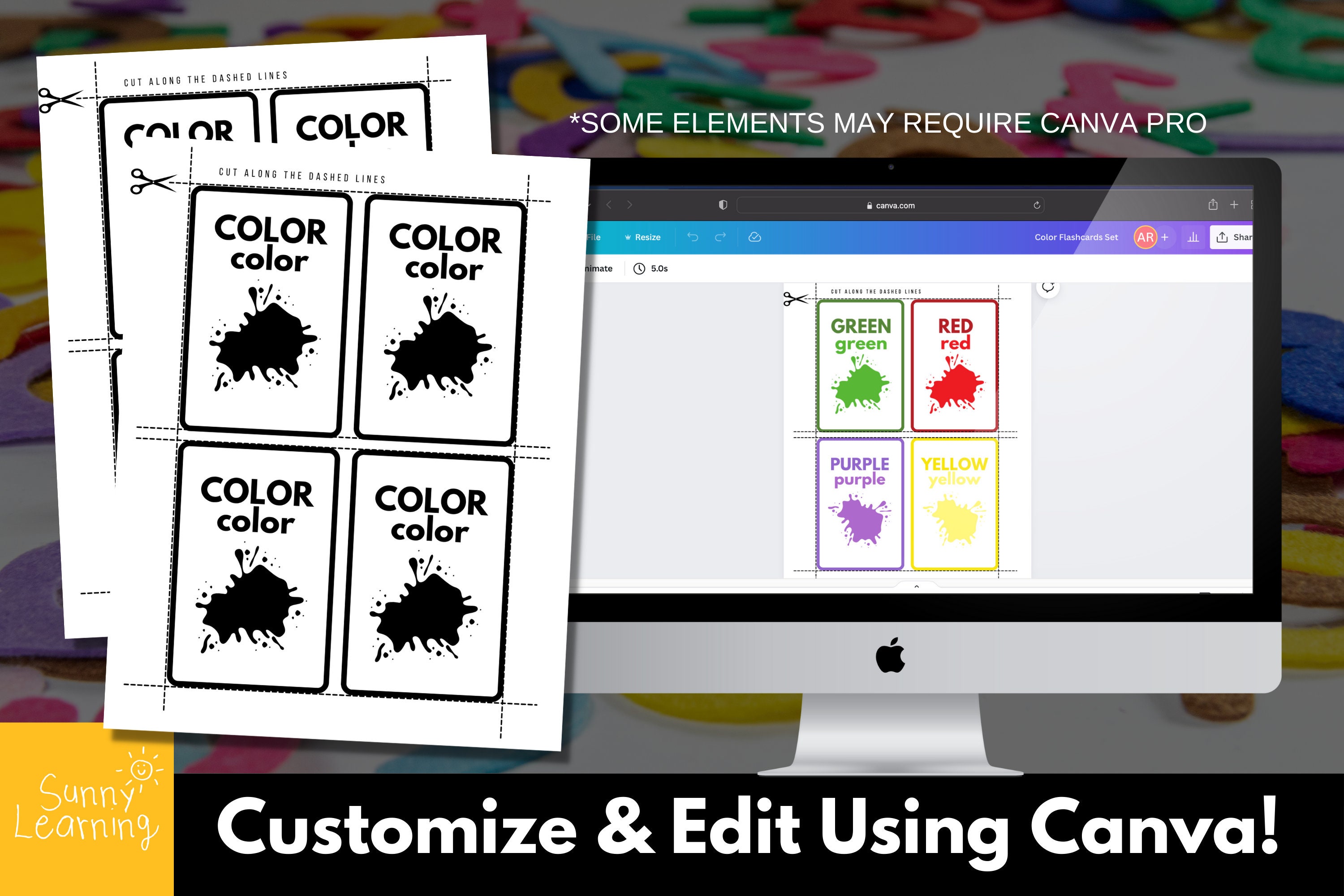 Daycare Printable, Color Flashcards, Homeschool Activity, Kids ...