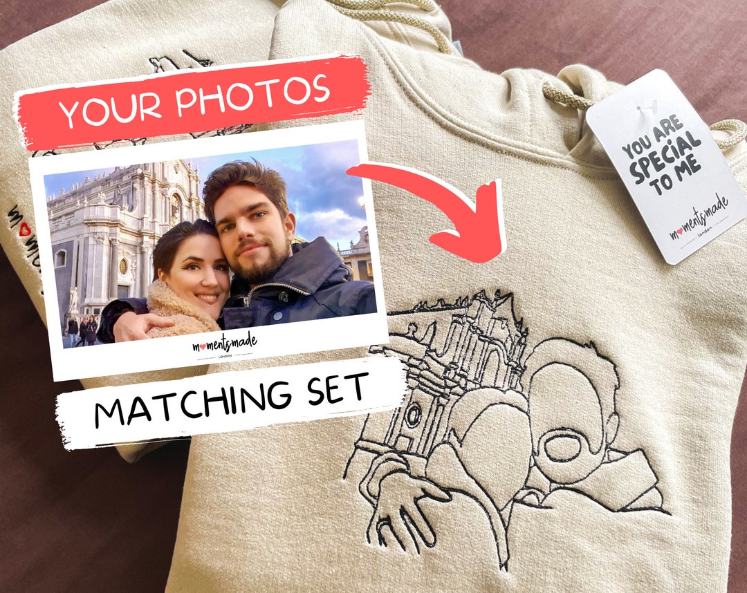 Couple Matching Set Personalised Custom Embroidered Hoodies ...