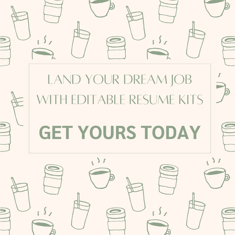 Resume Kit: CV Template With Matching Cover Letter Matcha Edition - Etsy