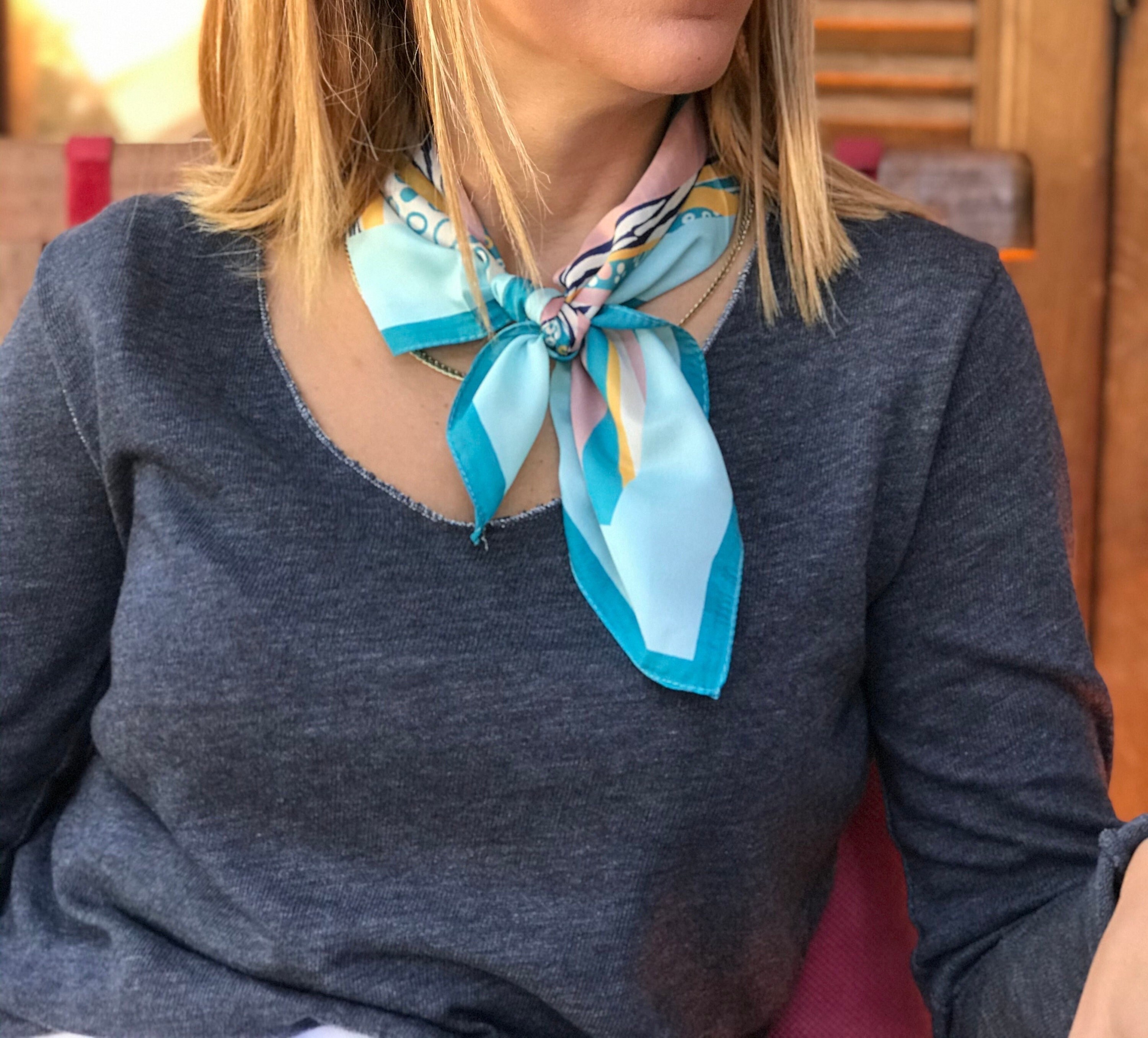 Silk Scarf - Hand Design in Cyan - Etsy