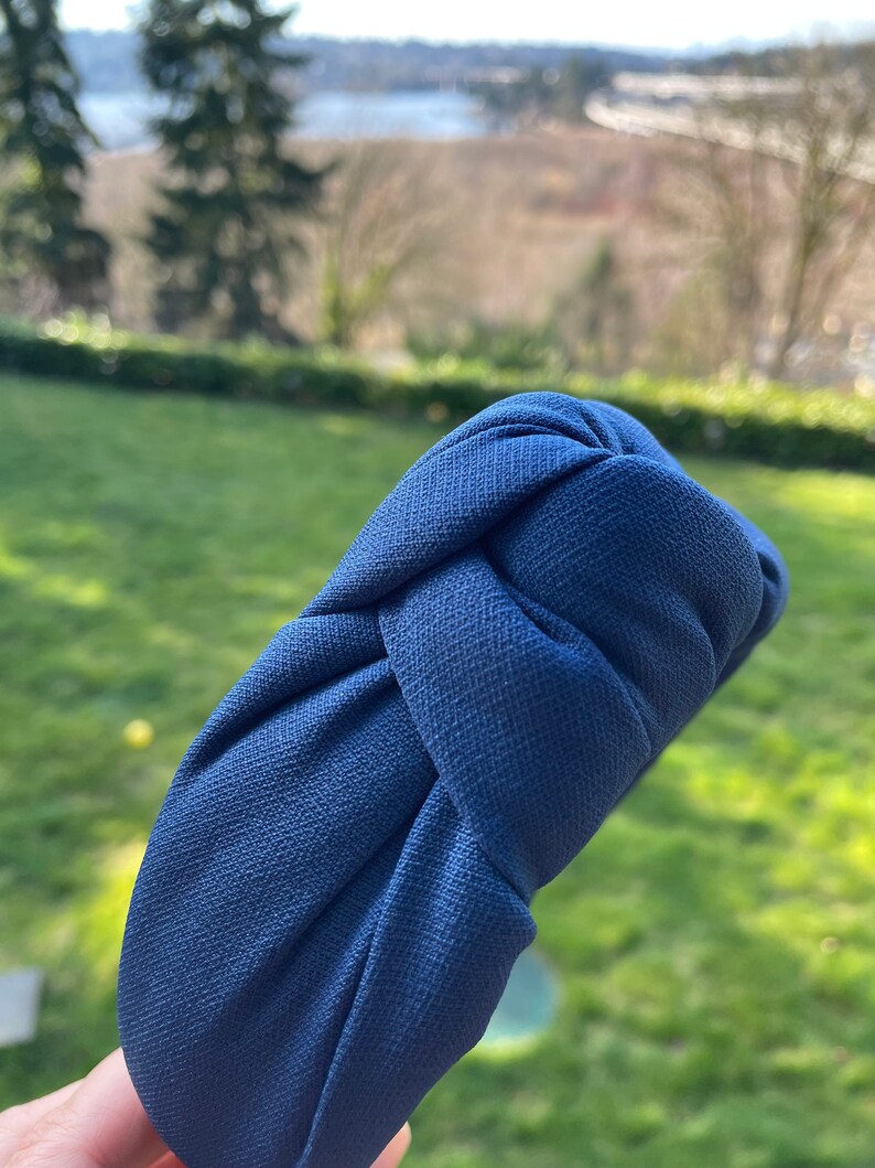 Dark Blue Color Chic Headband Knotted Hairband, Women Stylish Headband ...