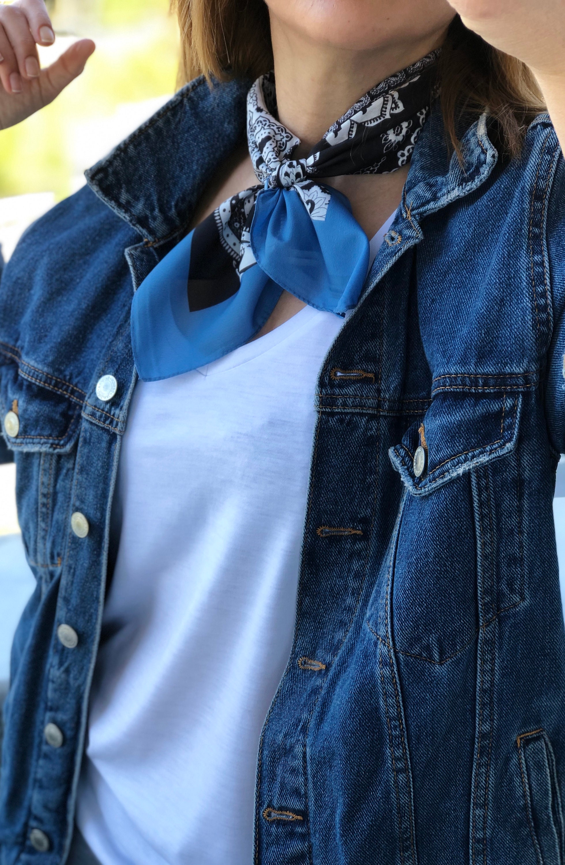 Silk Square Scarf - Hand Designed in Black Blue Pattern - Etsy