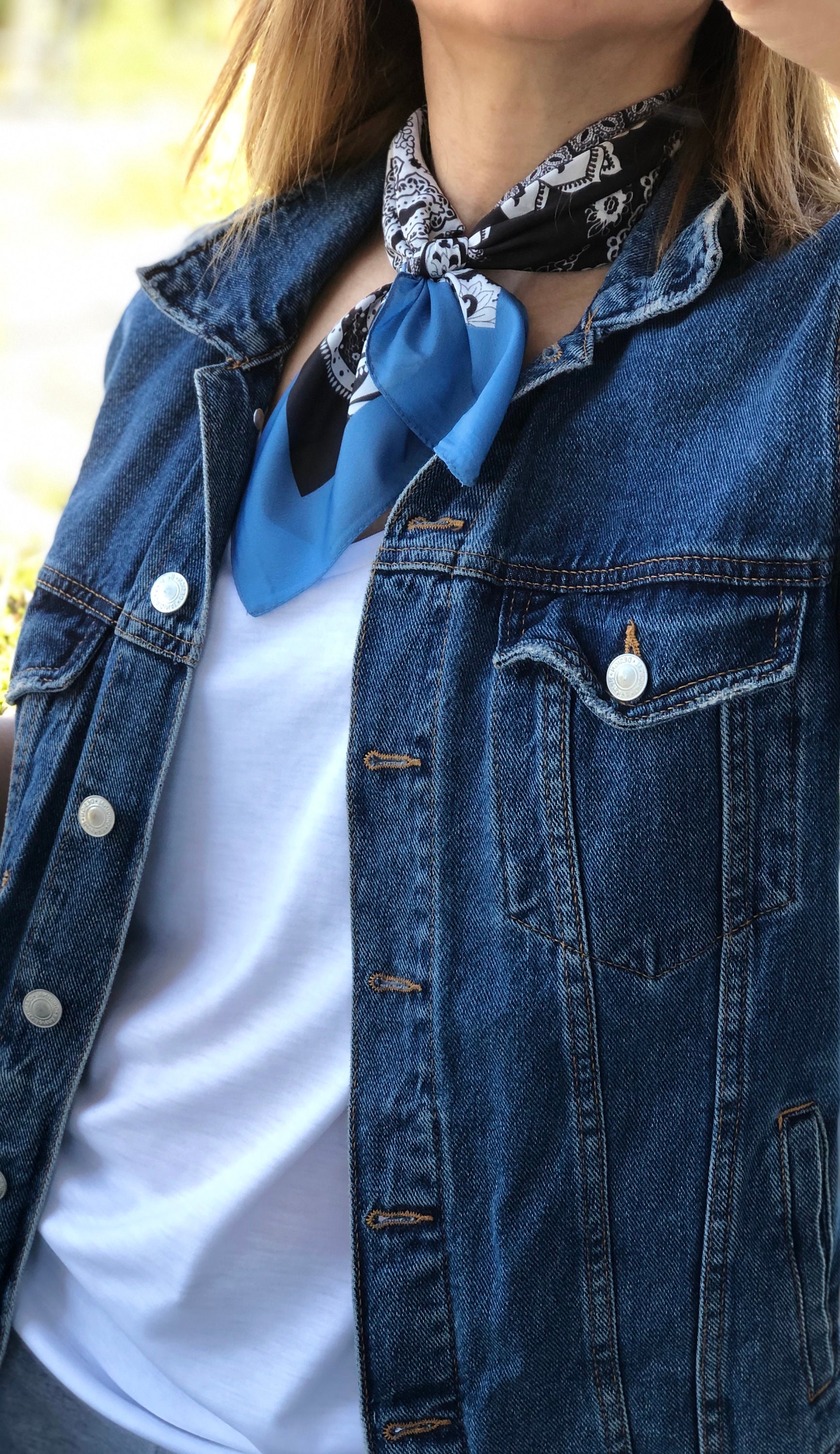 Silk Square Scarf - Hand Designed in Black Blue Pattern - Etsy