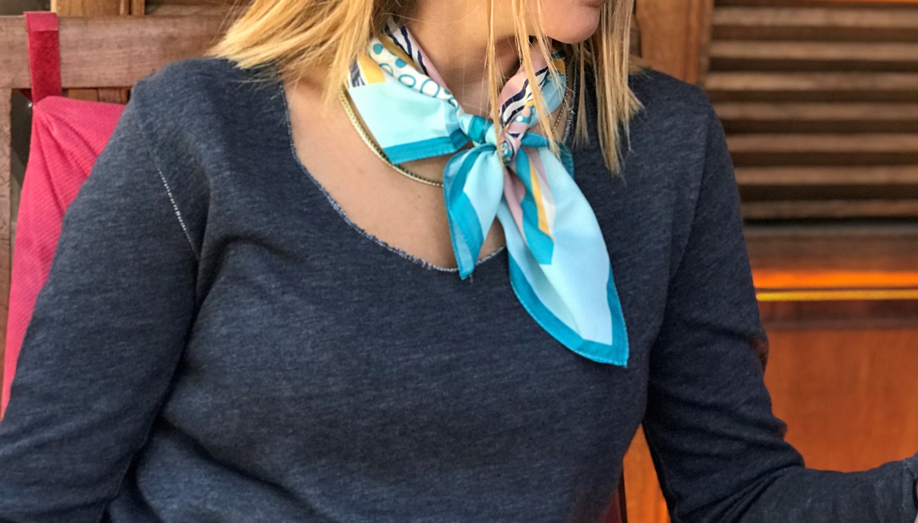 Silk Scarf - Hand Design in Cyan - Etsy