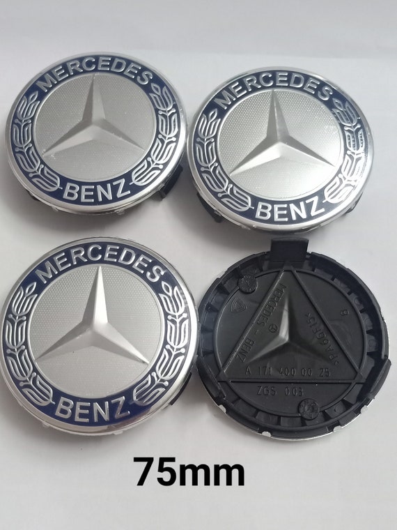 4x Cache Moyeu Logo Mercedes Bleu Gris Centre Roue 75mm - Etsy France