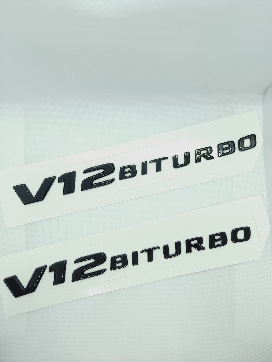 2 Logo V12 Biturbo Mercedes Glossy Black Emblem - Etsy