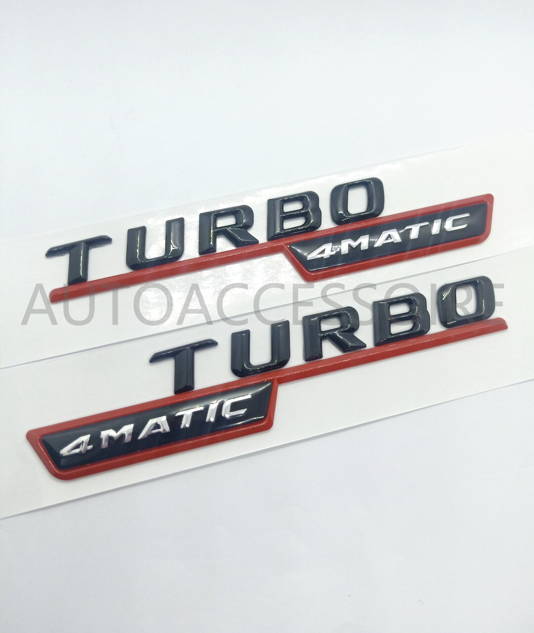 2 Logo Turbo 4matic 140mm AMG GT Emblem Glossy Black Red - Etsy