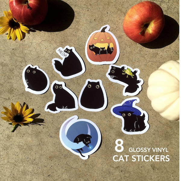 Little Black Cat Stickers - Etsy