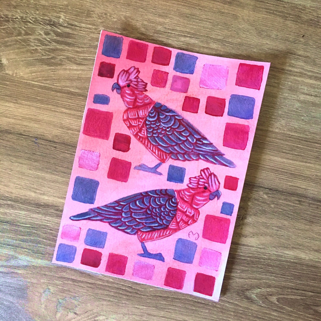 Galah Cockatoo / Pink Cockatoo Portrait, Geometric Bird Art ...