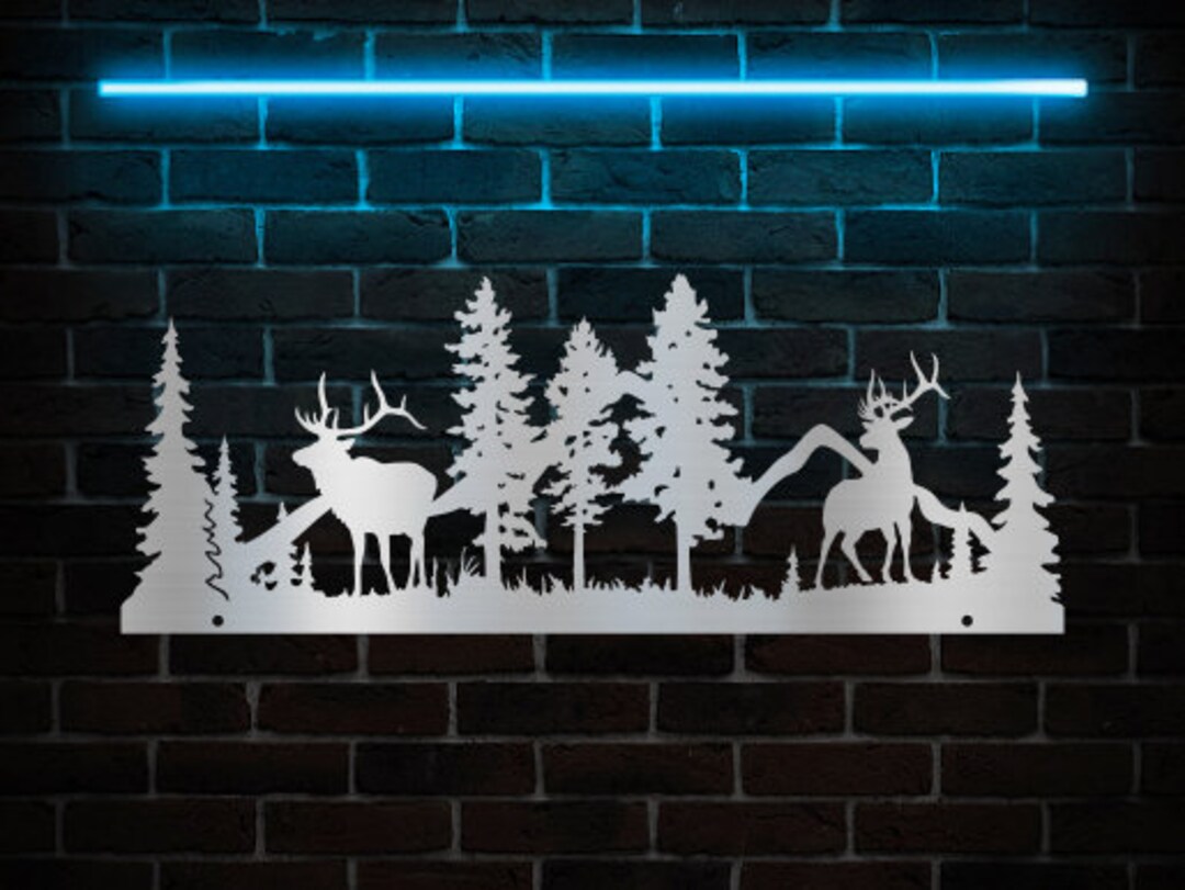 Elk Scene With Mountains SVG/DXF Plasma - Etsy