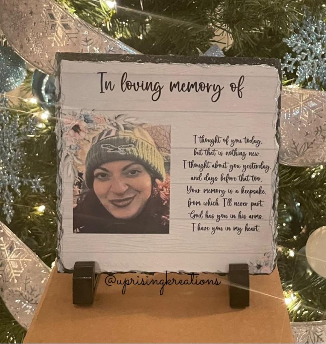 Personalized Memorial Photo Slate, Bereavement Gift, Loving Memory Of ...