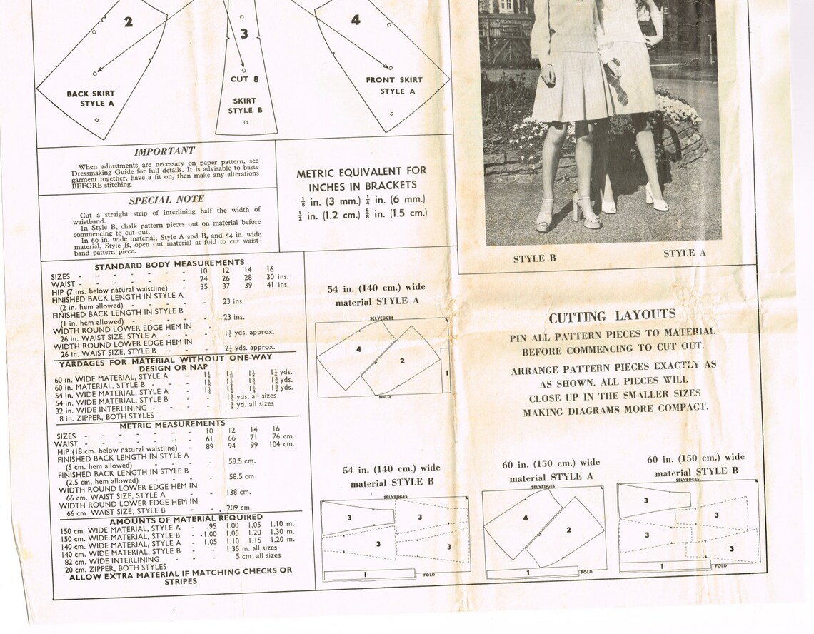 Original Vintage 1960s My Weekly Pattern complete No. 7359 Size 16 ...