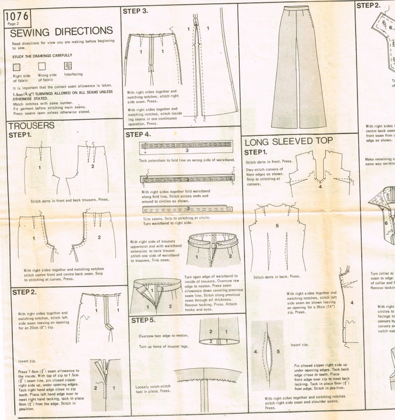 Original Vintage 1970s Sewing Pattern (complete) - Pin Point Patterns ...