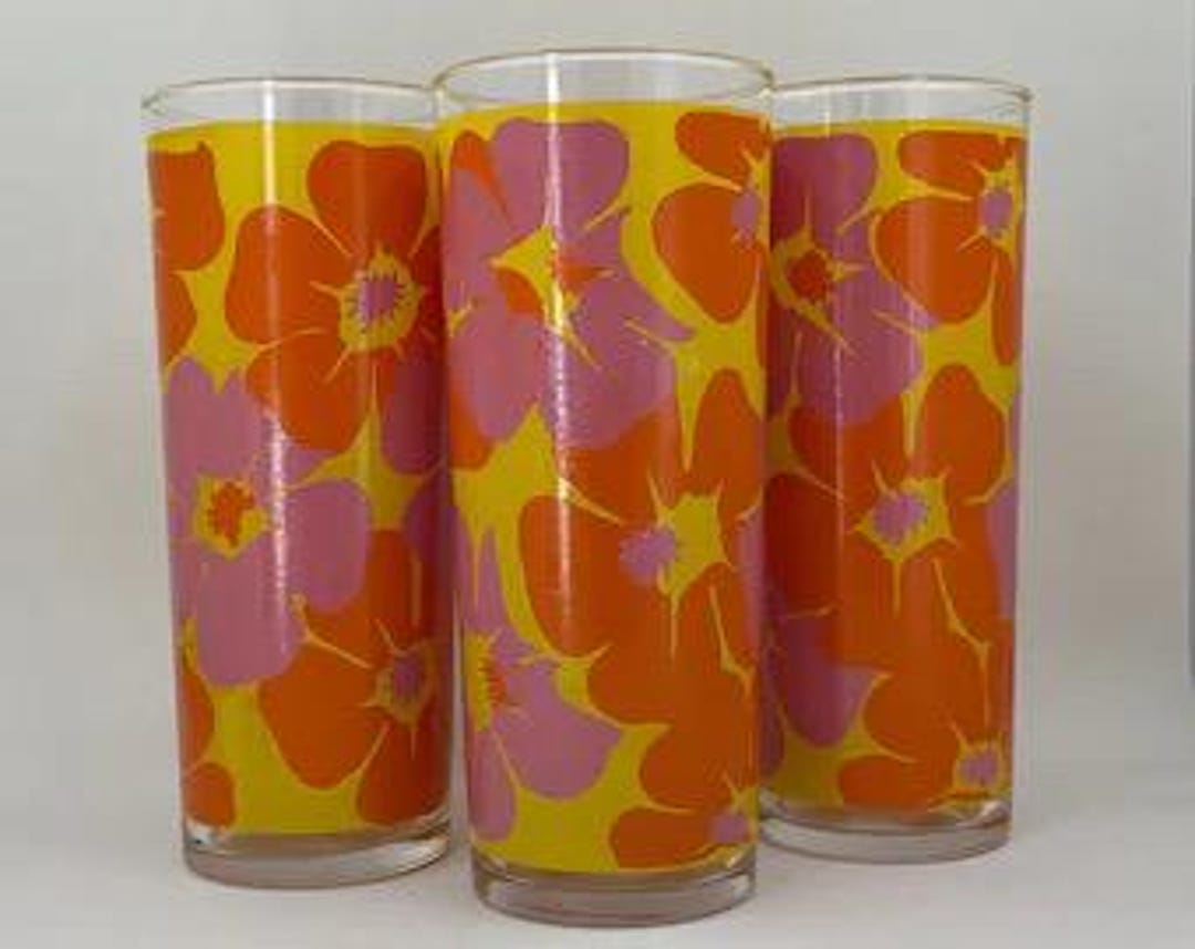 Vintage Retro Flower Glassware - Etsy