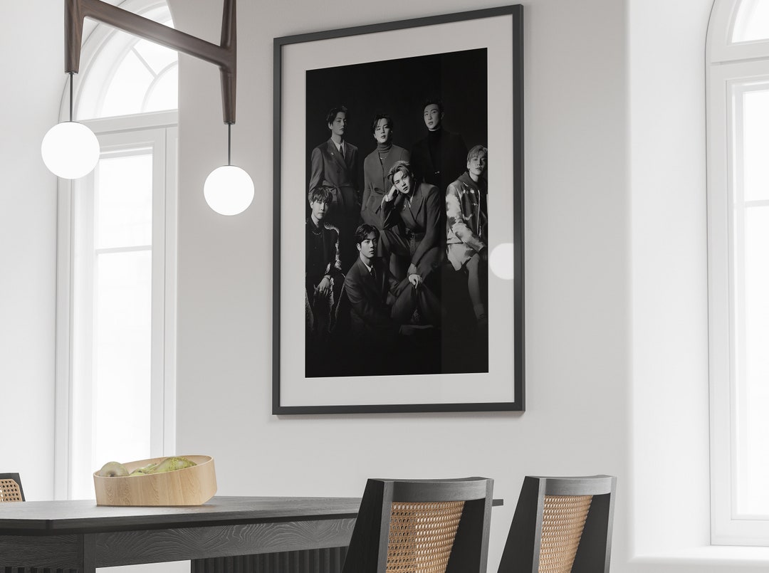 BTS Group Poster Bts Wall Art Bts Print Black and White - Etsy