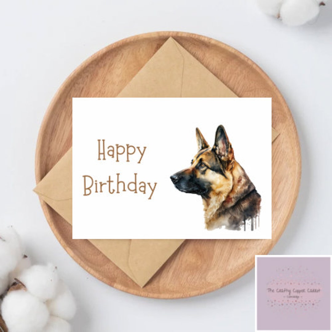 Happy Birthday Watercolour German Shepherd Greeting Cards - Etsy
