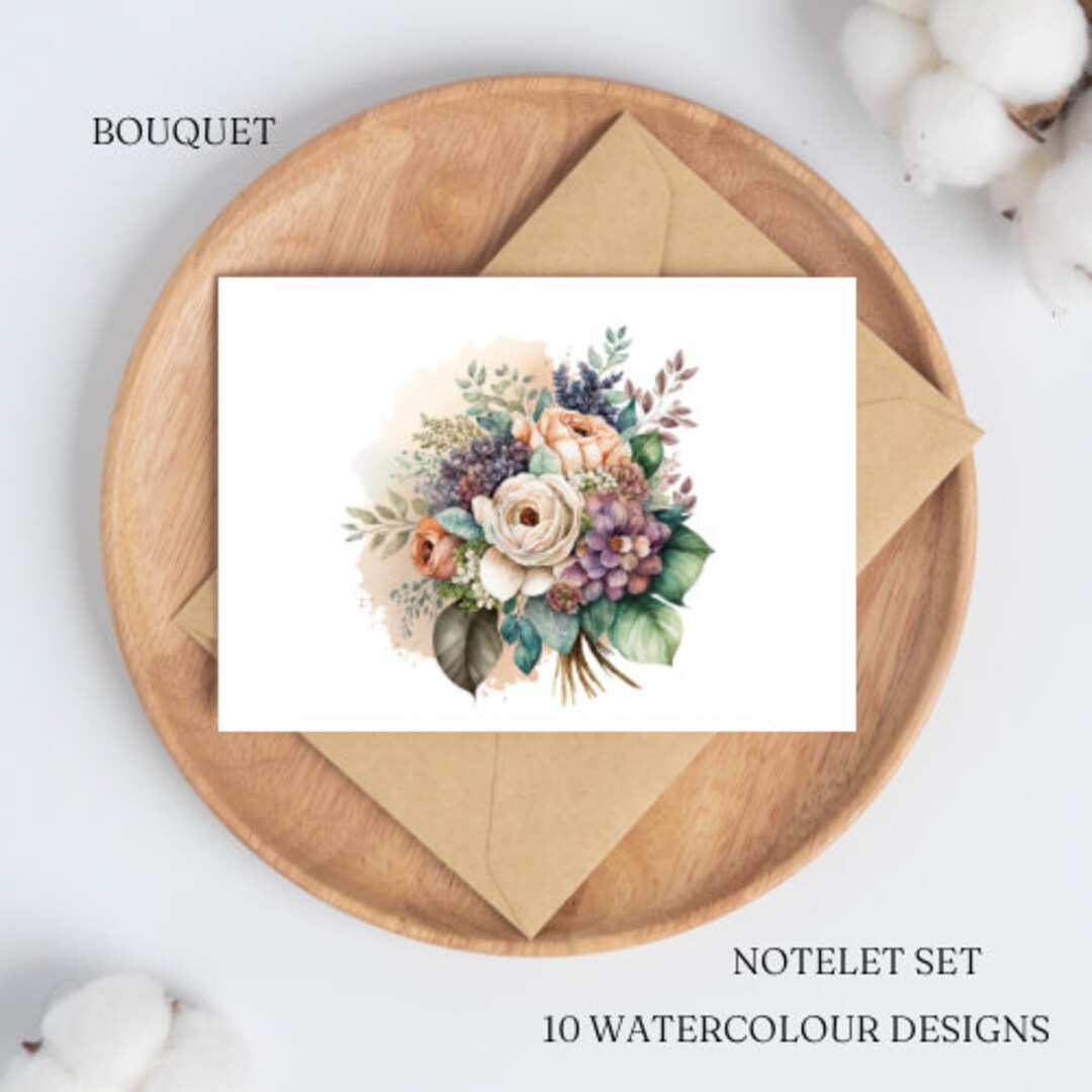 10 Watercolour Flower Bouquet Notelet Cards A6 | Thank You Note Card ...