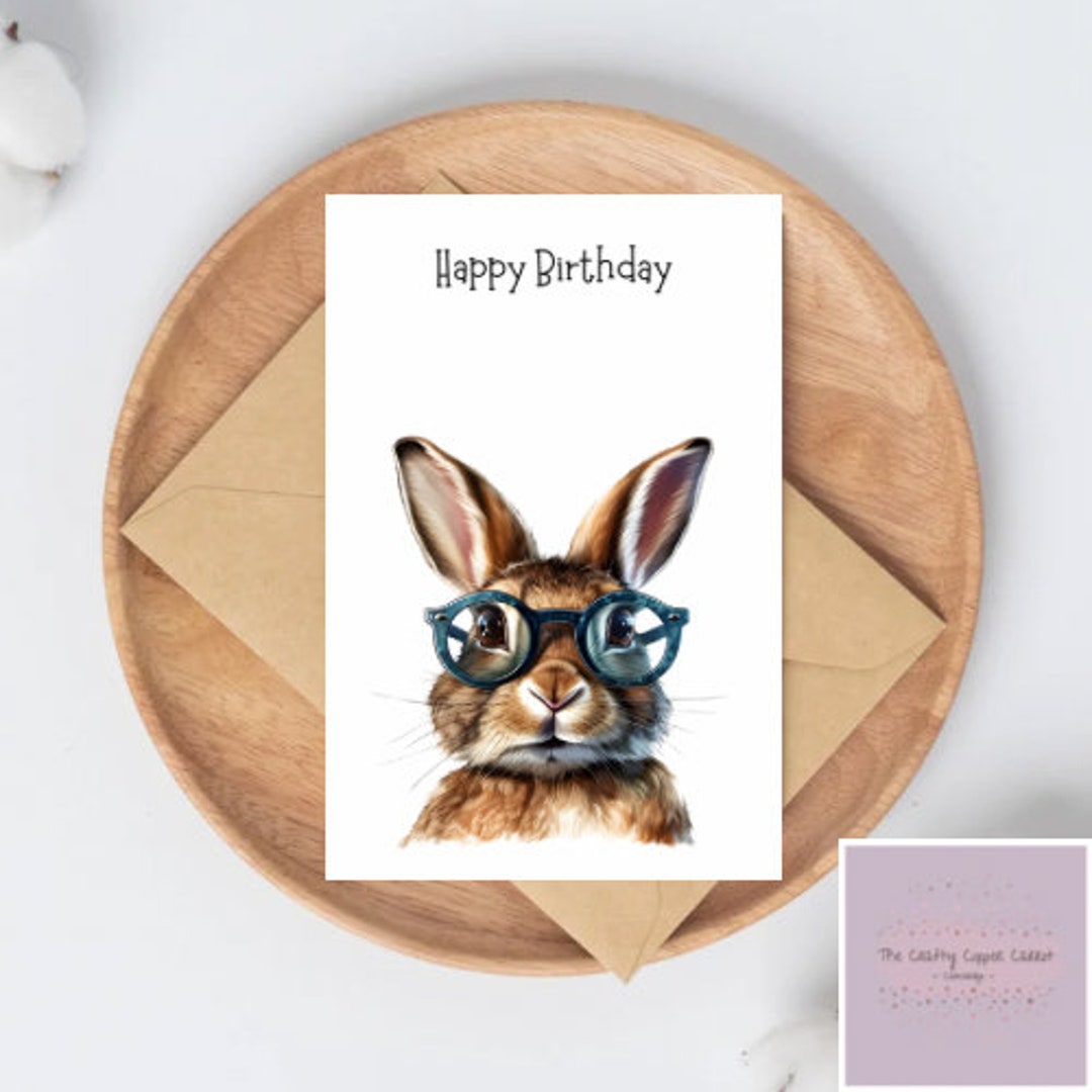 Funny Bunny Birthday Greeting Cards - Etsy