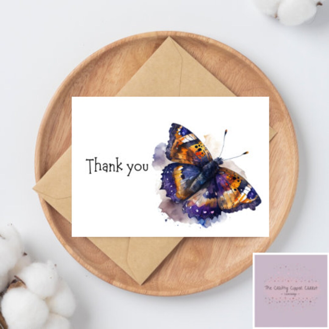 Thank You Watercolour Butterfly Greeting Cards Colourful Butterflies ...