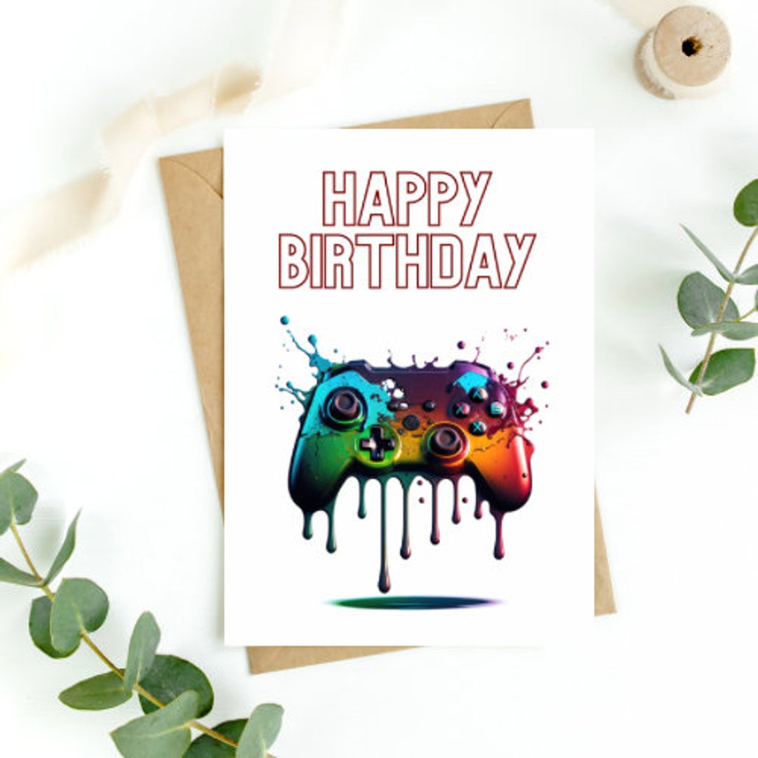 Happy Birthday Gamer Game Controller Greeting Cards - Etsy