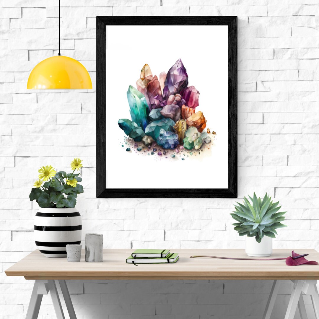 Watercolour Mystical Crystals Wall Art Print Print Only NO FRAME - Etsy
