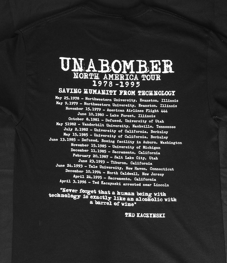 TED KACZYNSKI - UNABOMBER North America Tour 1978 - 1995 - Etsy